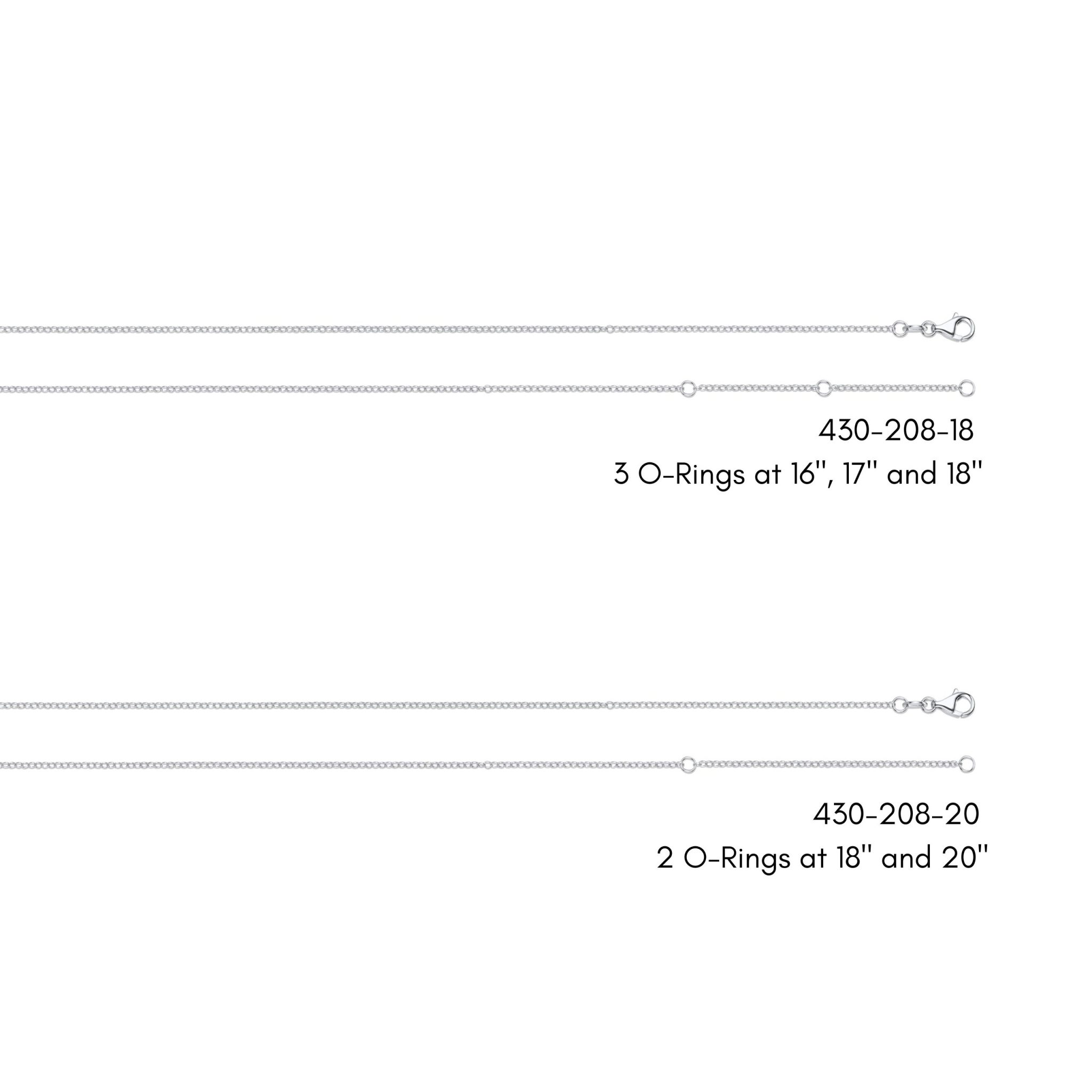 14K White Gold 1.3mm Stationed Adjustable (3 O-Ring) Non-Diamond Cut ...